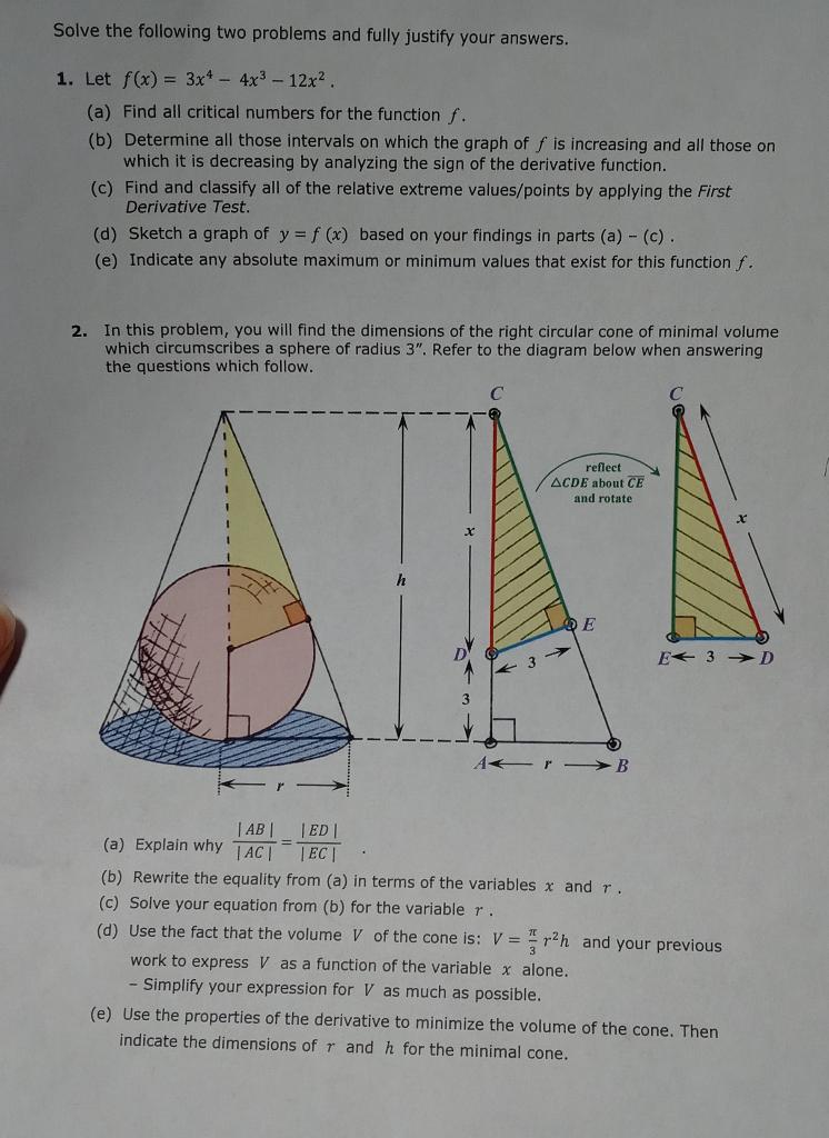 Solved Solve the following two problems and fully justify | Chegg.com