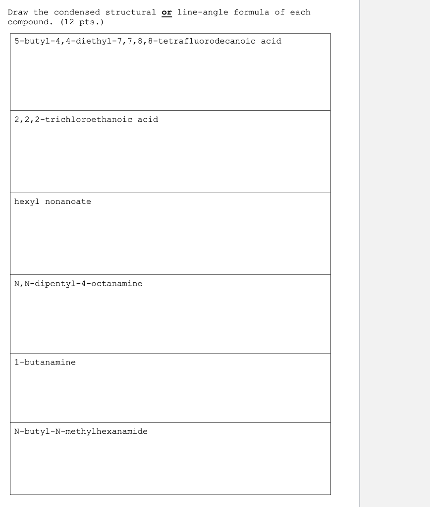 Solved Draw the condensed structural or line-angle formula | Chegg.com