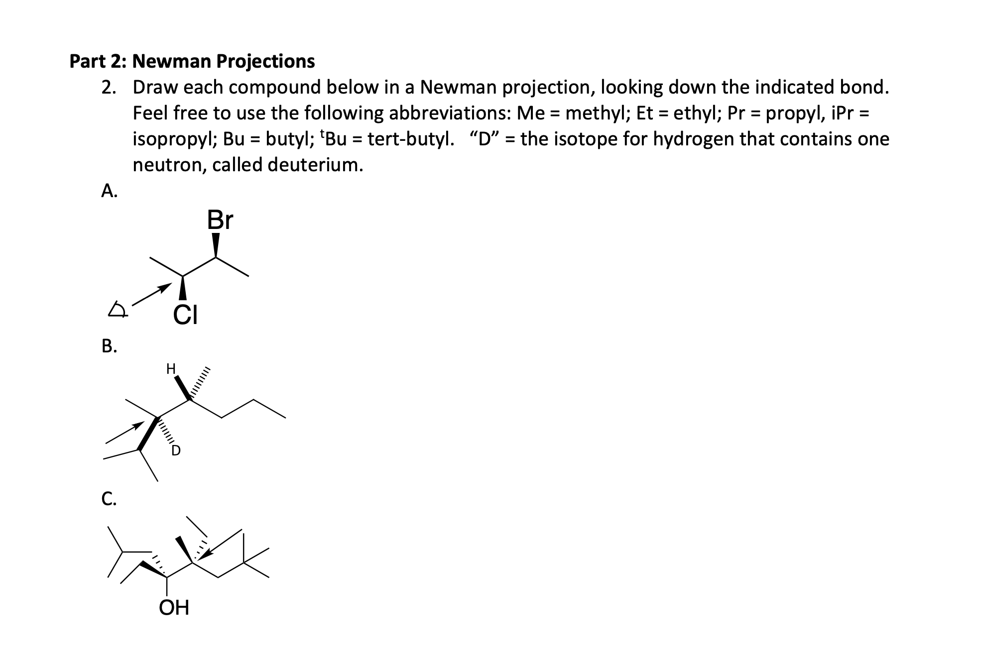 Solved Part 2 Newman Projections 2 Draw Each Compound