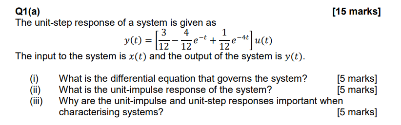 Solved [15 marks] Q1(a) The unit-step response of a system | Chegg.com