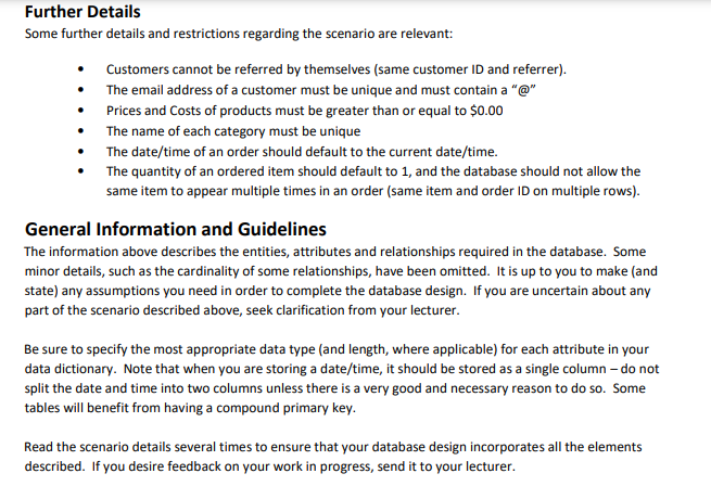 Further Details Some further details and restrictions | Chegg.com