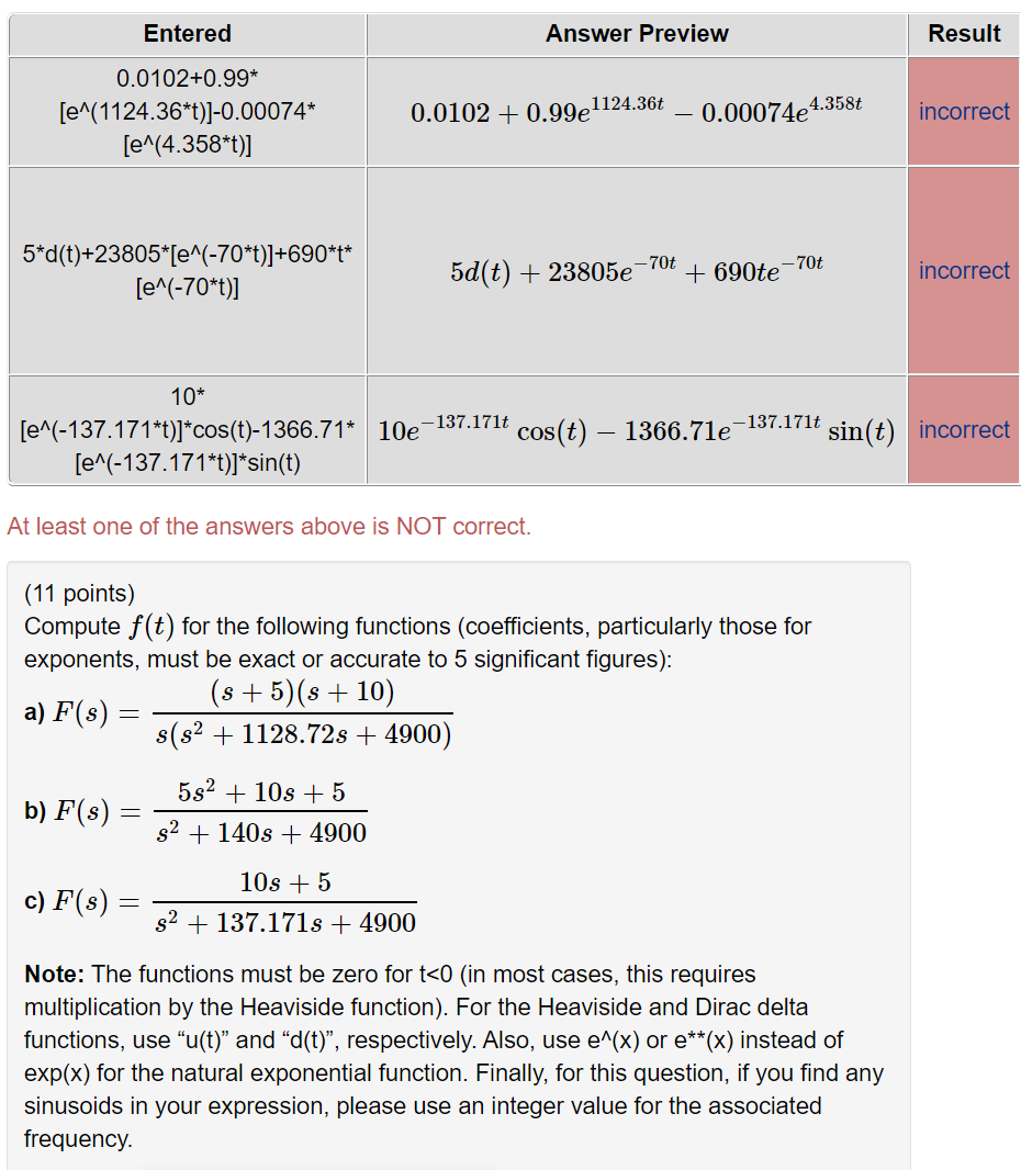 Compute f(t) for the following functions | Chegg.com