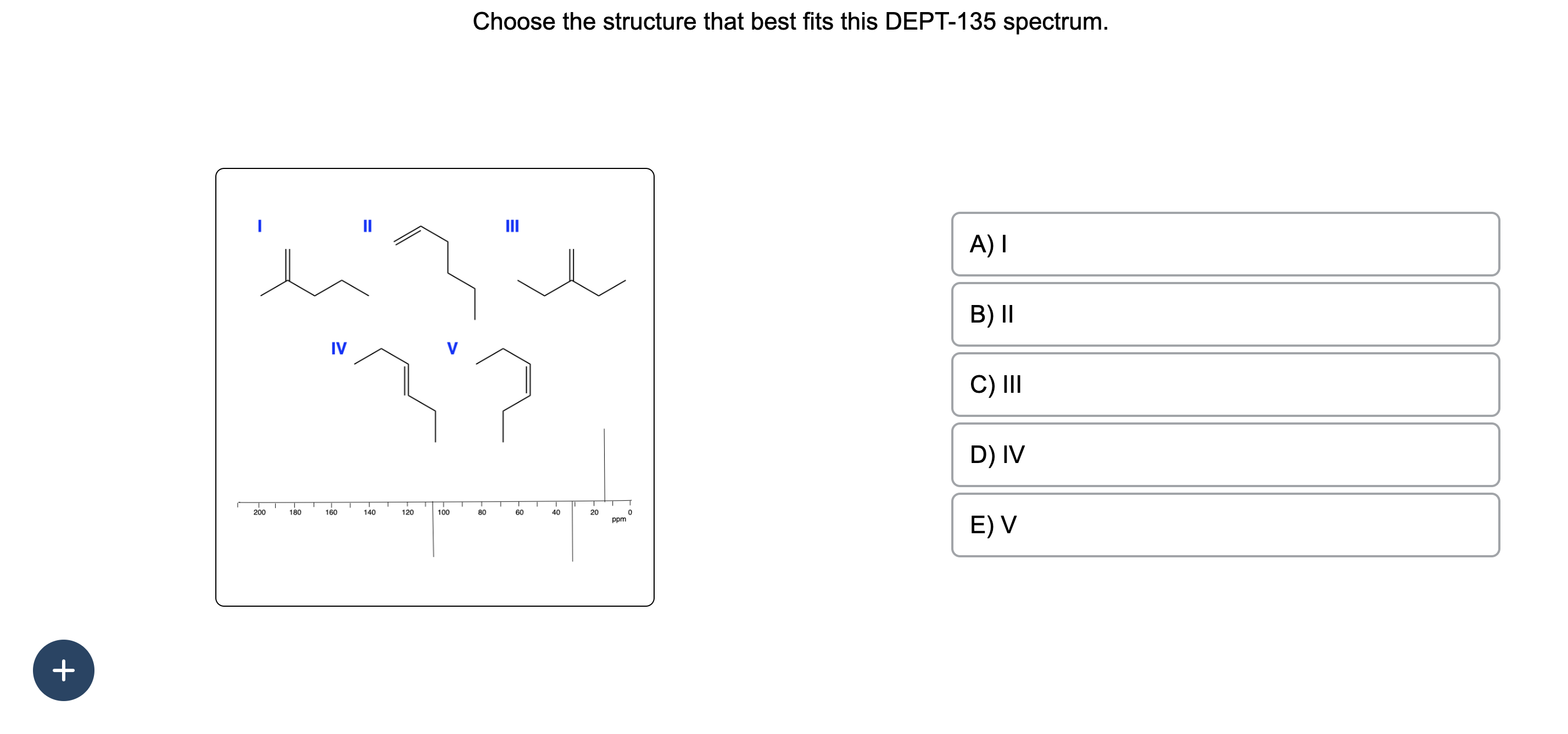 Solved Choose the structure that best fits this DEPT-135 | Chegg.com