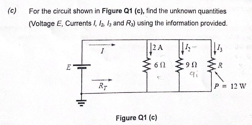 Solved (c) For the circuit shown in Figure Q1 (c), find the | Chegg.com