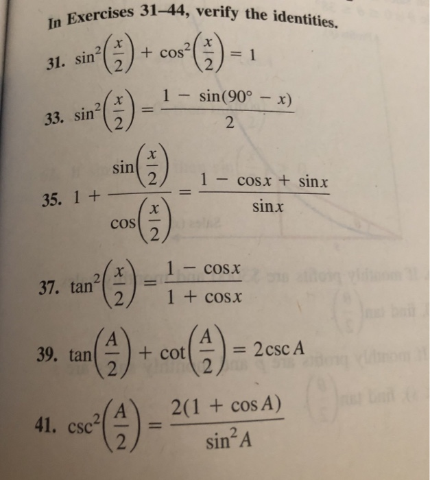 Solved rcises 31-44, verify the identities. 31. sin( )+ | Chegg.com