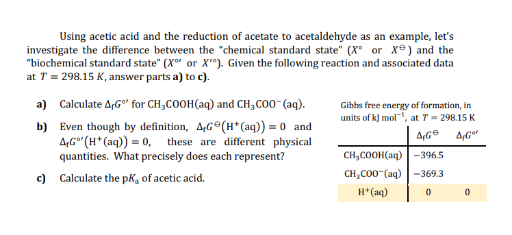 Solved Using acetic acid and the reduction of acetate to | Chegg.com