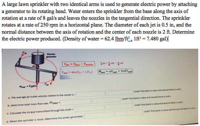 Solved A large lawn sprinkler with two identical arms is | Chegg.com