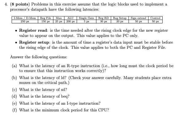 Solved 4 8 Points Problems In This Exercise Assume That 