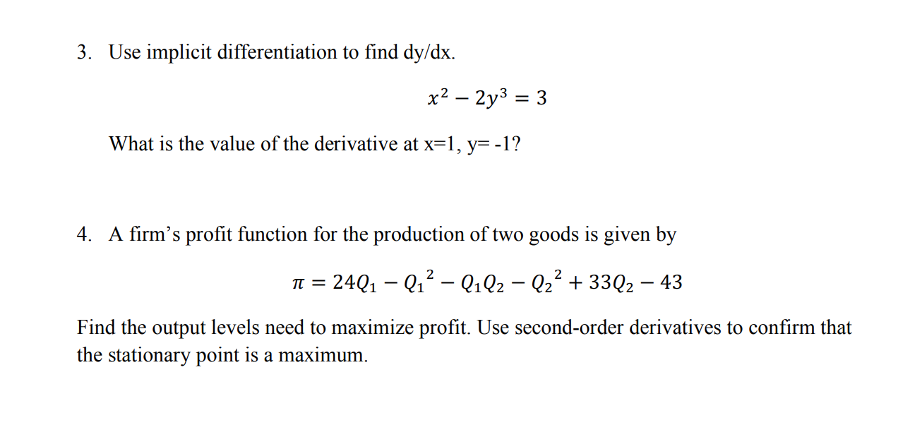 Solved 3. Use implicit differentiation to find dy/dx. | Chegg.com