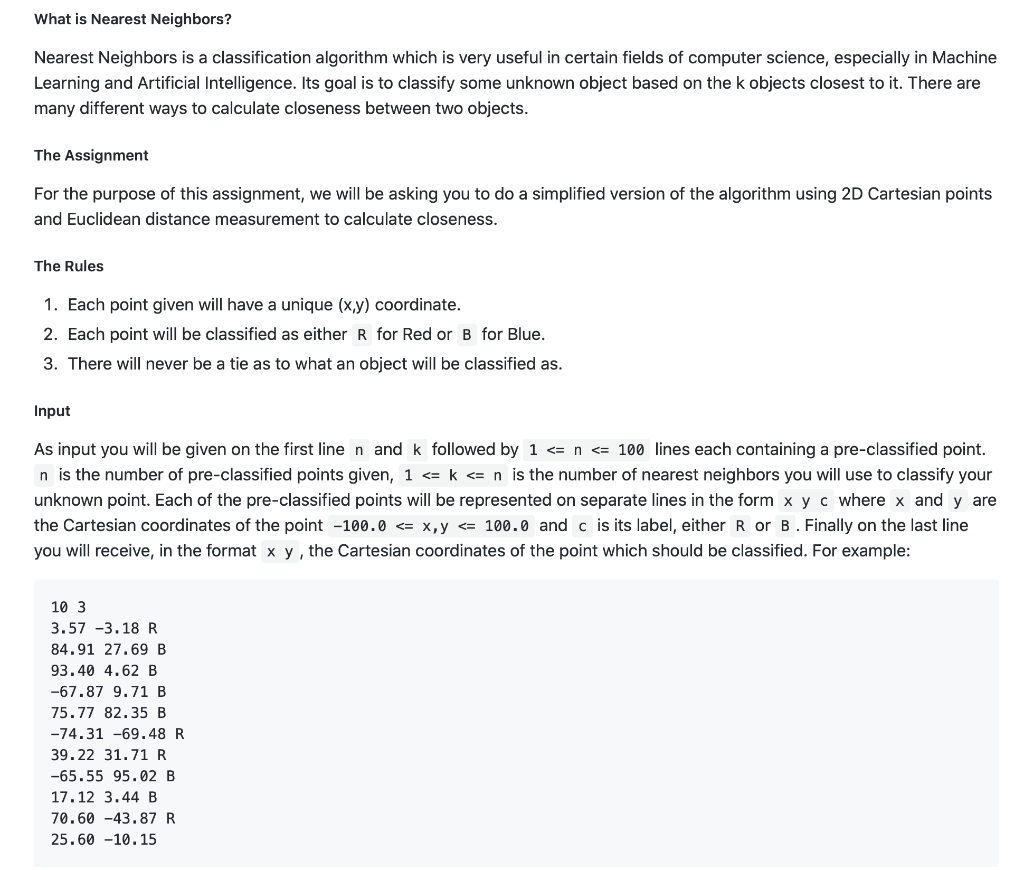 What is Nearest Neighbors? Nearest Neighbors is a | Chegg.com