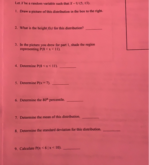 Solved Let Xbe a random variable such that X- U (5, 13). 1. | Chegg.com