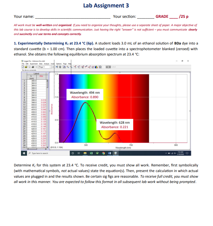 Solved Lab Assignment 3 Your name: Your section: GRADE /25 p | Chegg.com