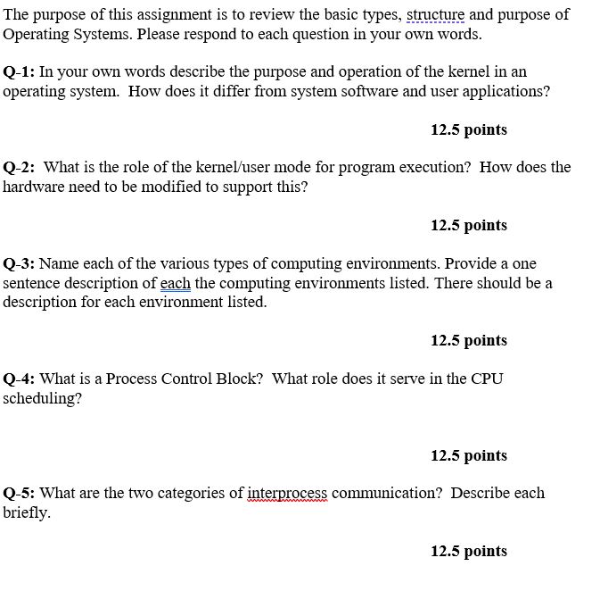 Solved The purpose of this assignment is to review the basic | Chegg.com
