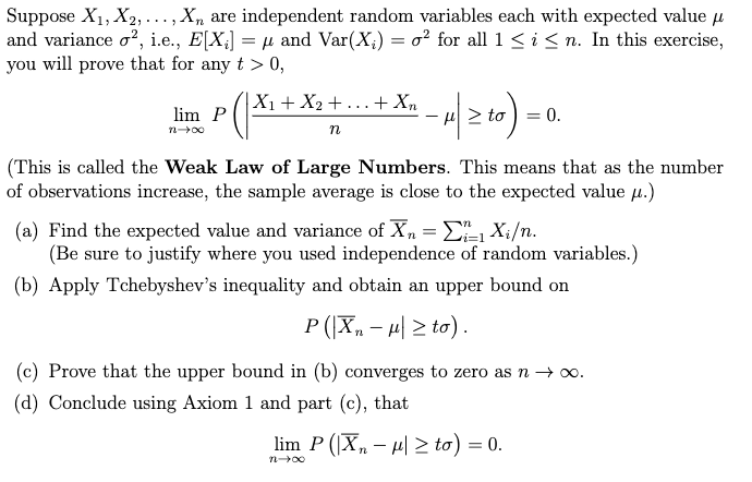 Suppose X1,X2,…,Xn are independent random variables | Chegg.com