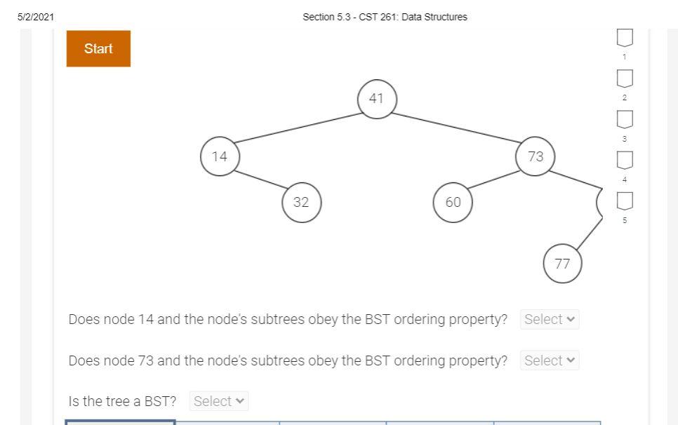 Solved 5/2/2021 Section 5.3 - CST 261: Data Structures Start | Chegg.com
