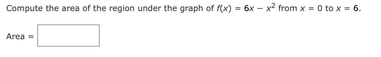 Solved Compute the area of the region under the graph of | Chegg.com