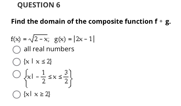 Solved Find the domain of the composite function \\( f | Chegg.com