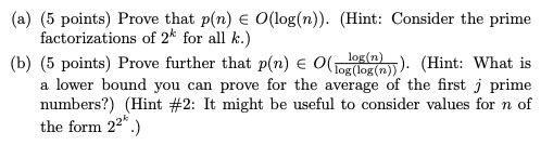 (10 points) Let p(n) be the number of distinct prime | Chegg.com