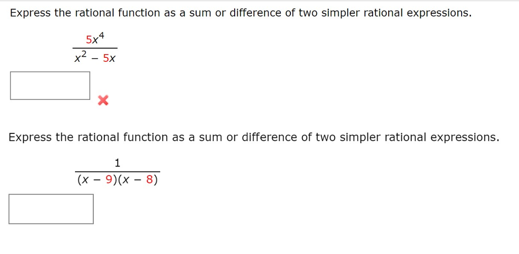 Solved Express the rational function as a sum or difference | Chegg.com