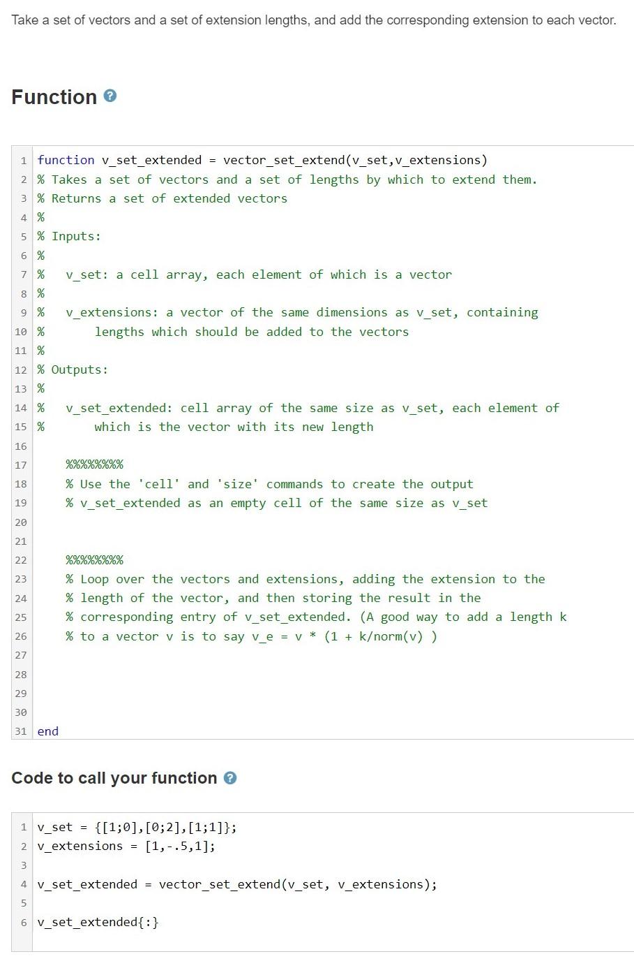 Solved Take a set of vectors and a set of extension lengths, | Chegg.com