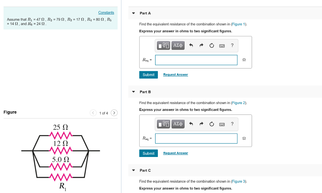 Solved Constants Part A Assume that R1-47 Ω , R2-79 12. | Chegg.com