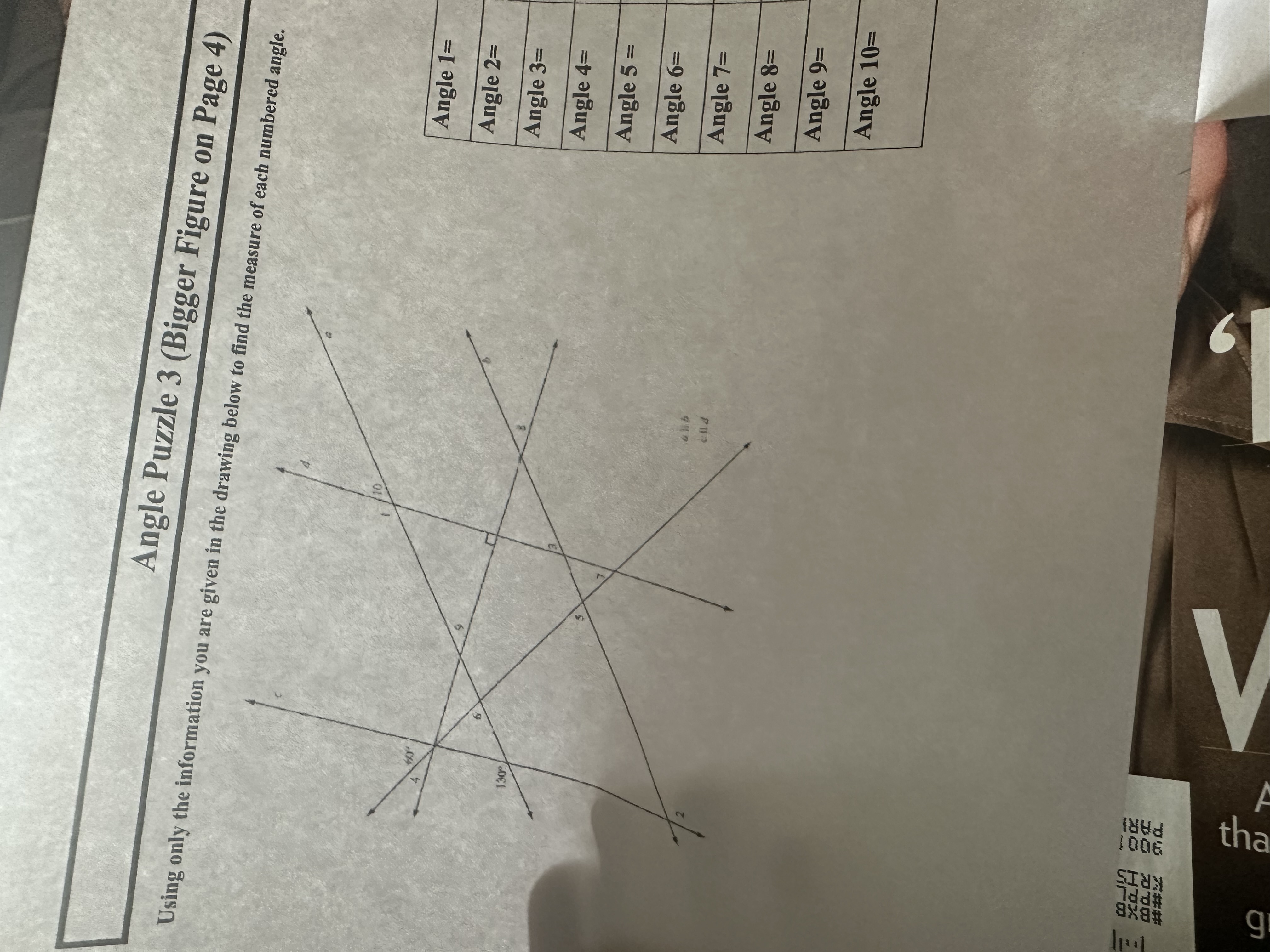 Solved Angle Puzzle 3 (Bigger Figure on Page 4) | Chegg.com