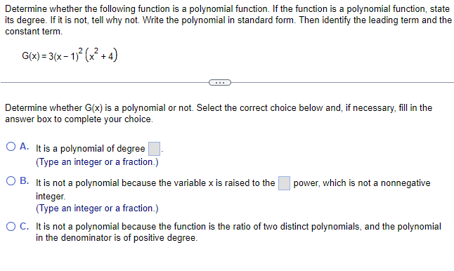 Solved Determine whether the following function is a | Chegg.com