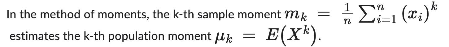 Solved In the method of moments, the k-th sample moment | Chegg.com