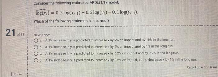 Solved Consider the following estimated ARDL(1.1) model, | Chegg.com