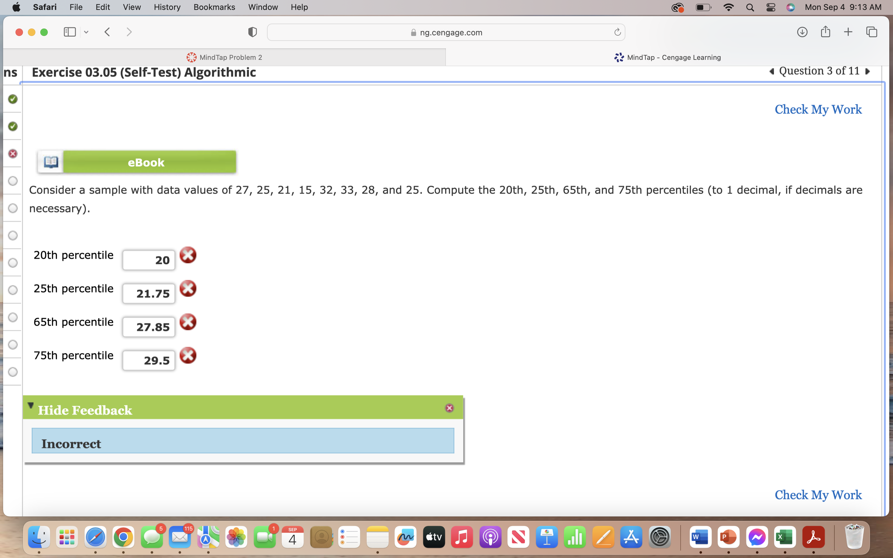 Solved Consider a sample with data values of | Chegg.com