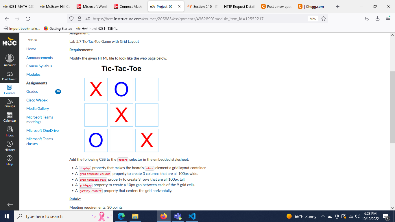 Solved Lab 5.7 Tic-Tac-Toe Game with Grid Layout | Chegg.com
