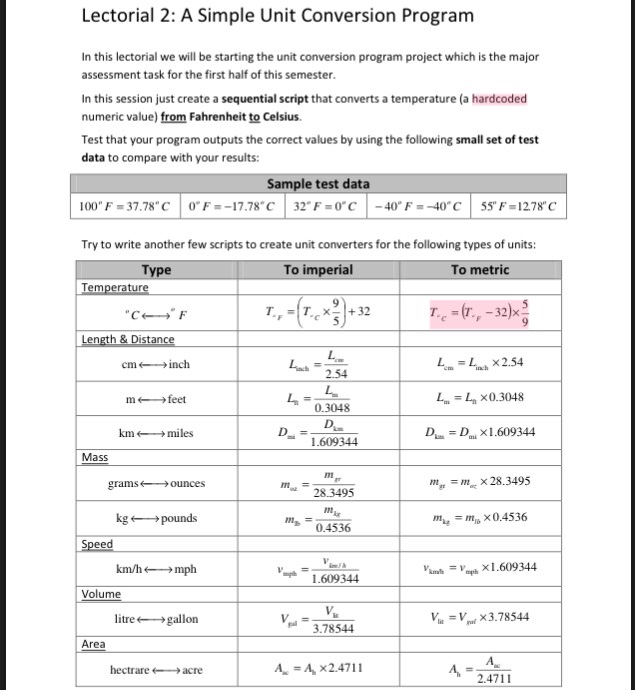 Solved Lectorial 2: A Simple Unit Conversion Program In this | Chegg.com