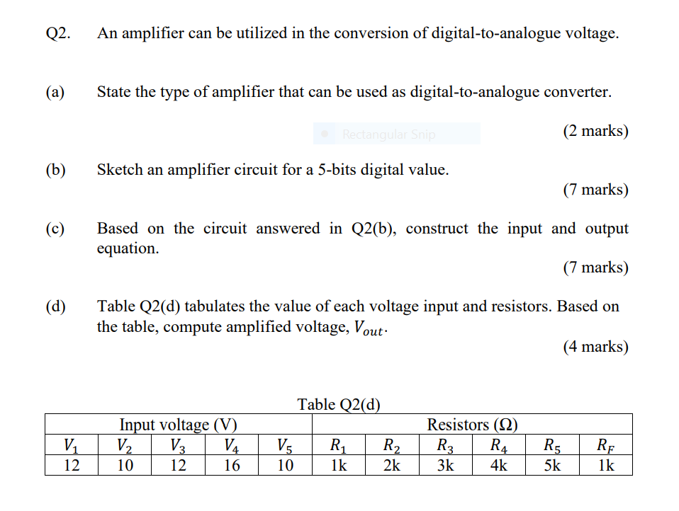 Solved Q2. An amplifier can be utilized in the conversion of | Chegg.com