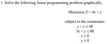 Solved 1. Solve the following linear programming problem | Chegg.com