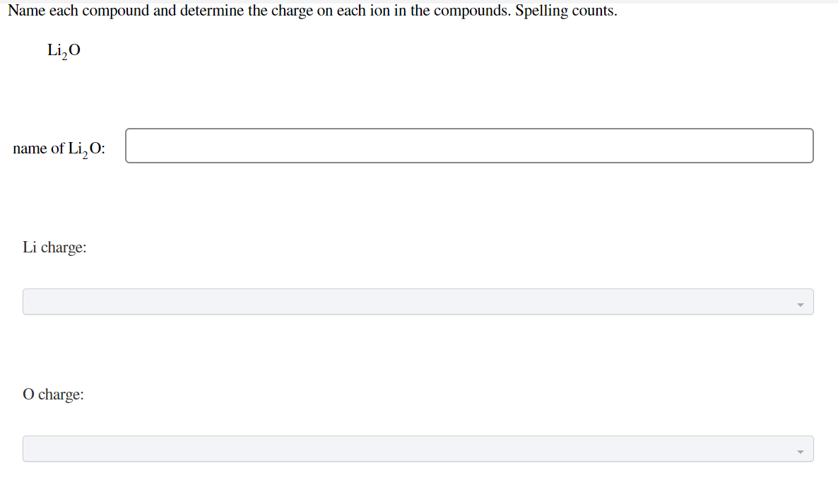 Solved Name each compound and determine the charge on each | Chegg.com