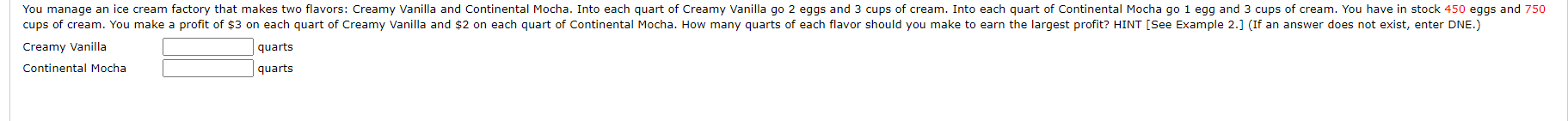 Solved Creamy Vanilla Continental Mocha quarts quarts | Chegg.com