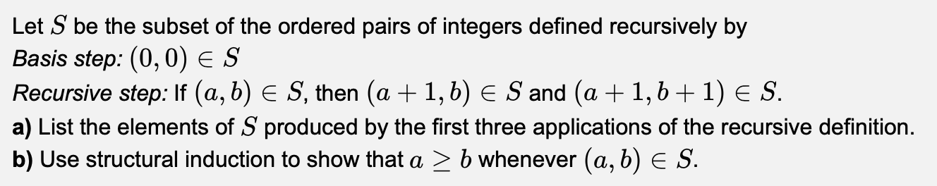 Solved Let S be the subset of the ordered pairs of integers | Chegg.com