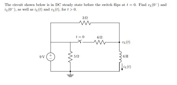 Solved The circuit shown below is in DC steady state before | Chegg.com