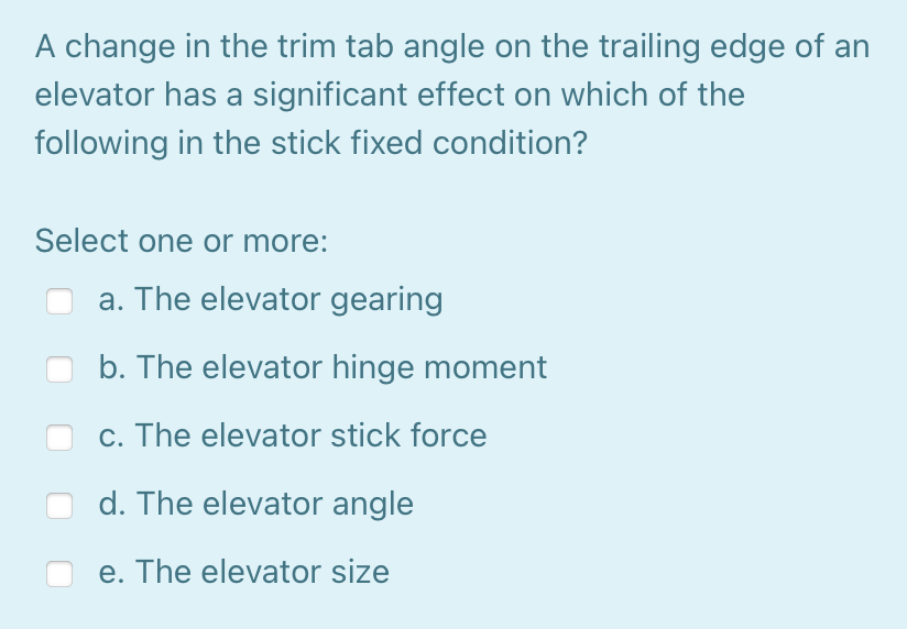 Solved A change in the trim tab angle on the trailing edge | Chegg.com