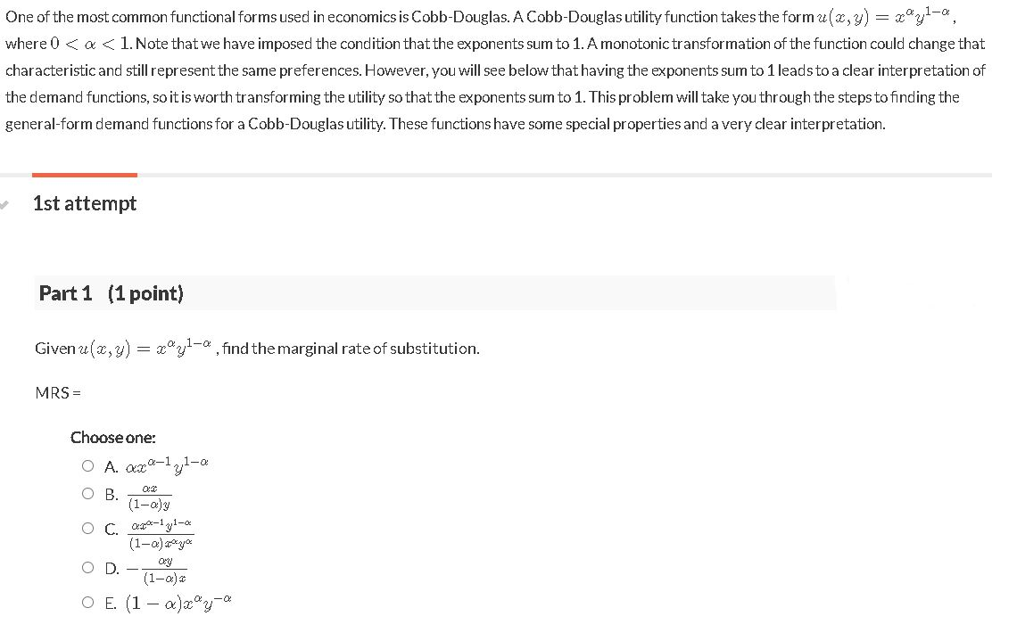 Solved One of the most common functional forms used in | Chegg.com