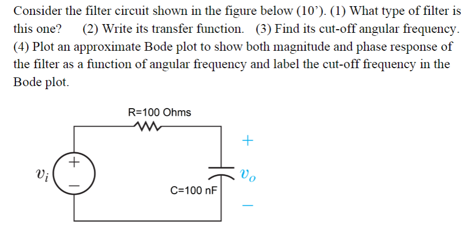 Consider the filter circuit shown in the figure below | Chegg.com