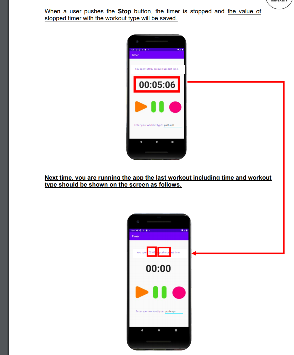 Solved The user could start the timer by pressing the Start | Chegg.com