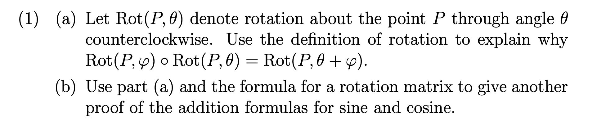 (1) (a) Let Rot(P,θ) denote rotation about the point | Chegg.com