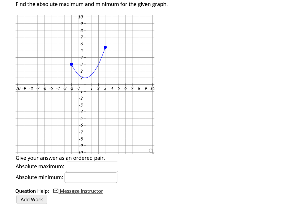Solved Find the absolute maximum and minimum for the given | Chegg.com