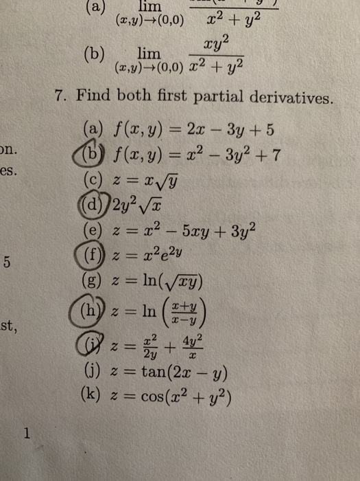 Solved (a) linm (z,y)→ (0,0) x2+y2 lim (x,y)→(0,0) x2 + y2 2 | Chegg.com