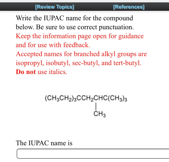 Solved [Review Topics] [References] Write the IUPAC name for | Chegg.com