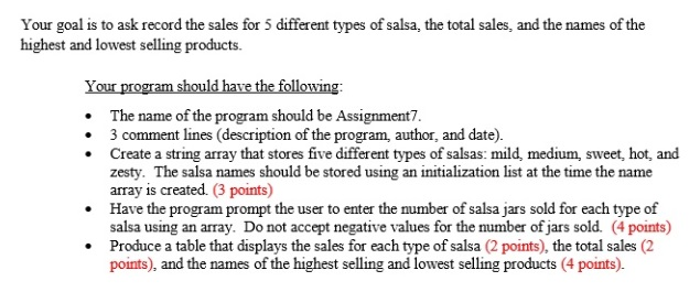 Solved Your goal is to ask record the sales for 5 different | Chegg.com