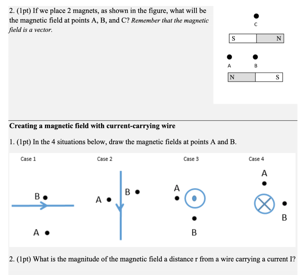 Solved 2. (1pt) If we place 2 magnets, as shown in the | Chegg.com