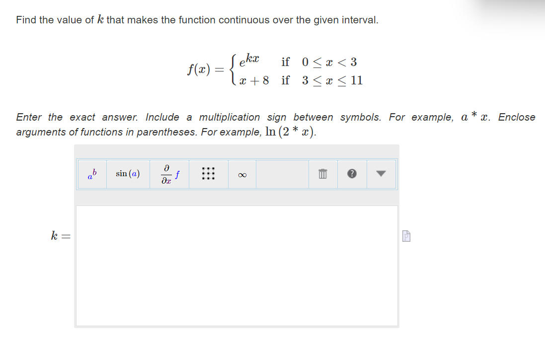 Solved 6)Find the value of k ﻿that makes the function | Chegg.com