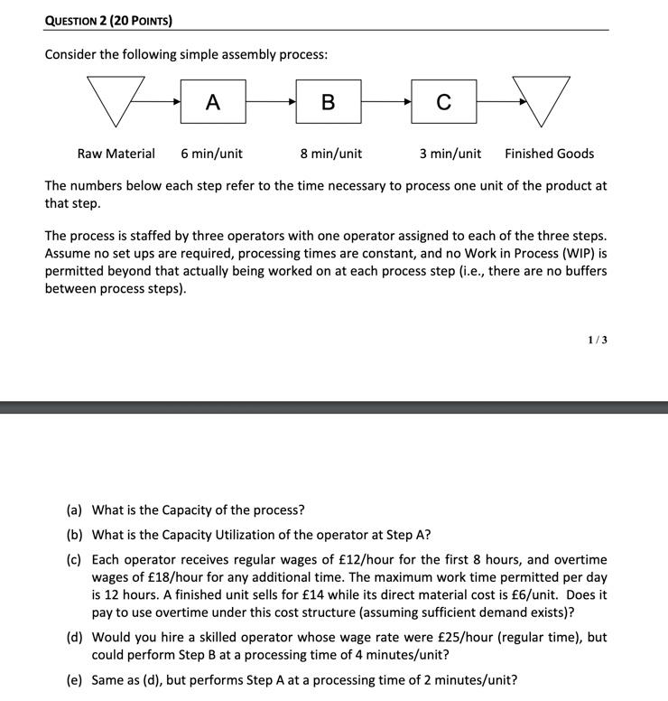 Solved Consider the following simple assembly process: The | Chegg.com